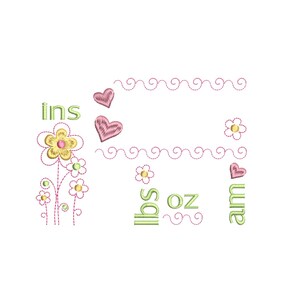 Birth Birth Announcement Template Design, Baby Girl, Floral, Hearts ...