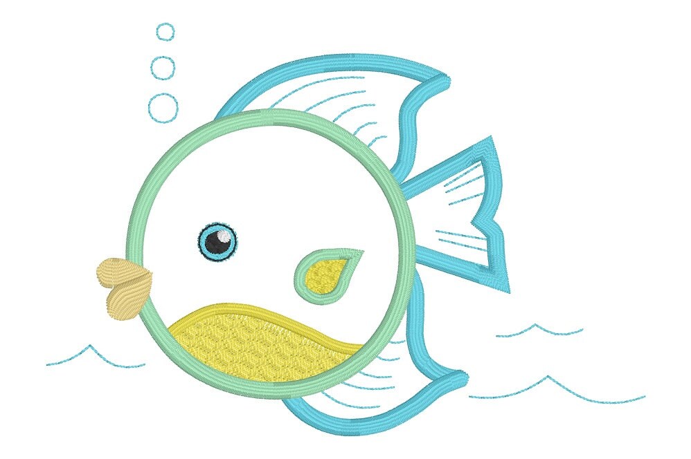 Cute Fish Applique Machine Embroidery Design, Girl's Embroidery, Sea ...