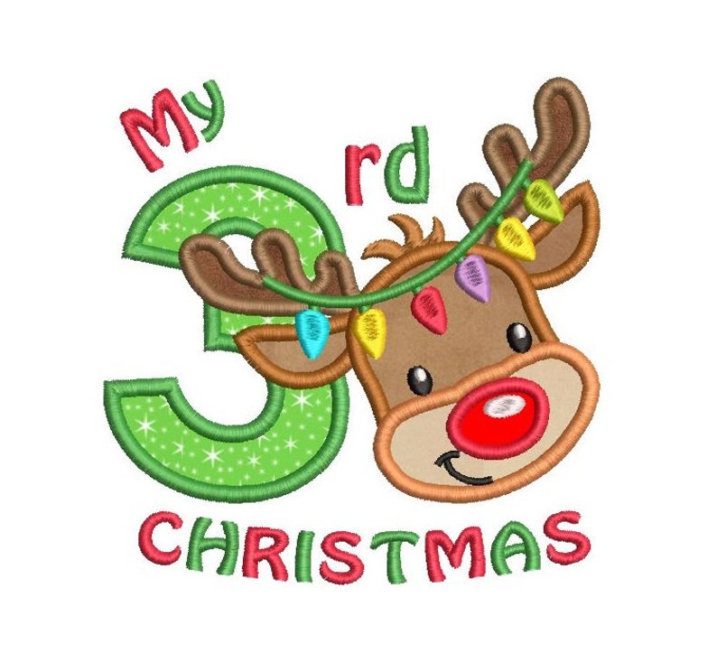My 3rd Christmas Machine Embroidery Applique Design, Christmas Reindeer ...