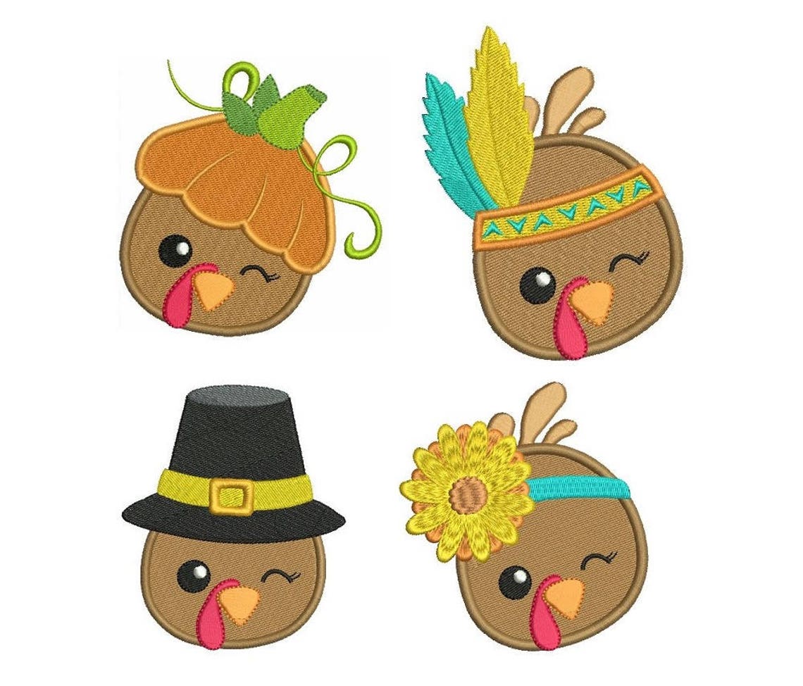 Thanksgiving Turkey Machine Embroidery Designs Fill Stitch - Etsy