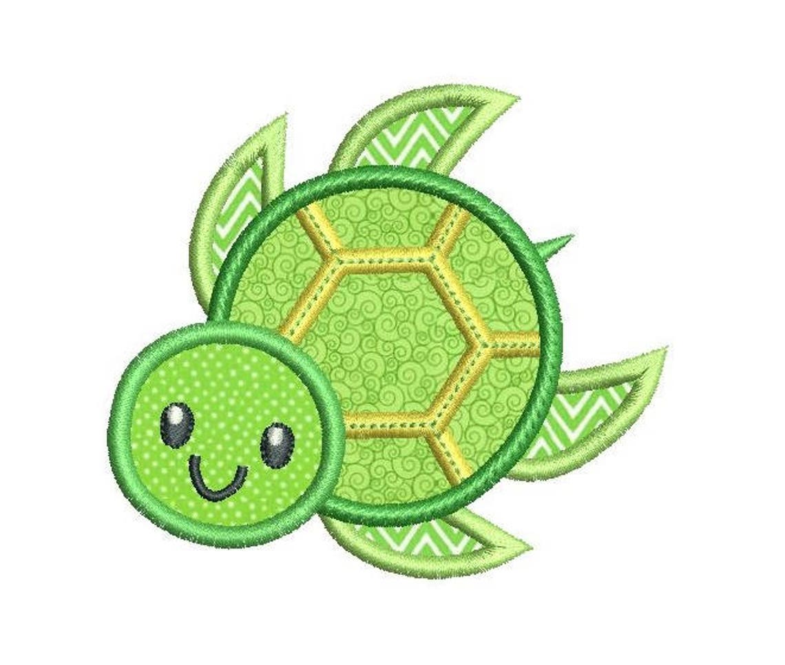 Cute Turtle Applique Machine Embroidery Design Baby Turtle - Etsy