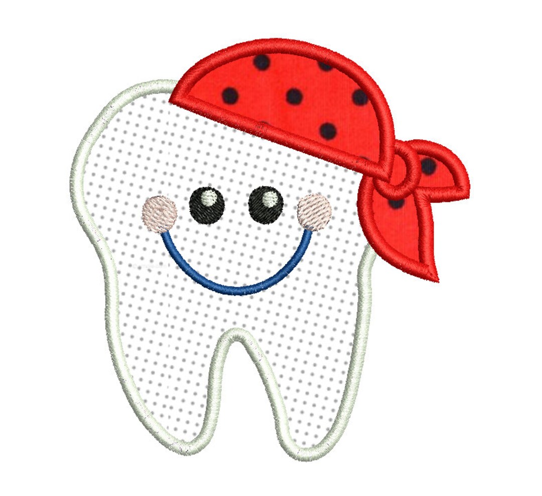 Tooth Embroidery Applique Design, Pirate Tooth, Boy Tooth, Machine ...