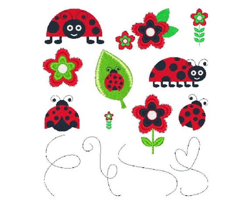 Ladybug Machine Embroidery Designs Set of 13 Cute Ladybug and | Etsy