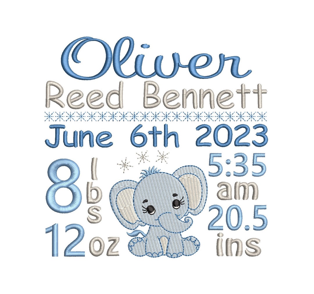 Birth Announcement Embroidery Design, Baby Birth Template, Machine ...