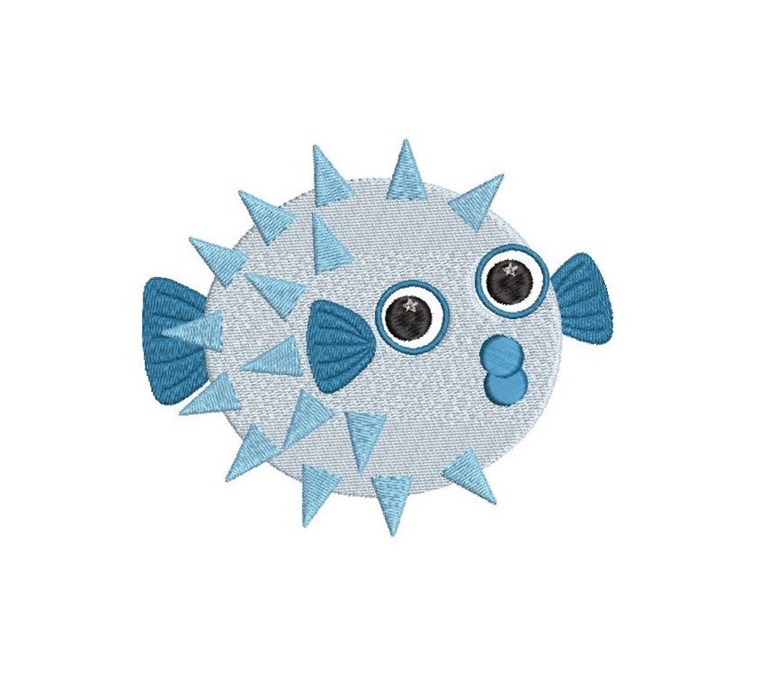 Fish Embroidery Design, Puffer Fish, Mini Fish, Sea Life, Fill Stitch ...