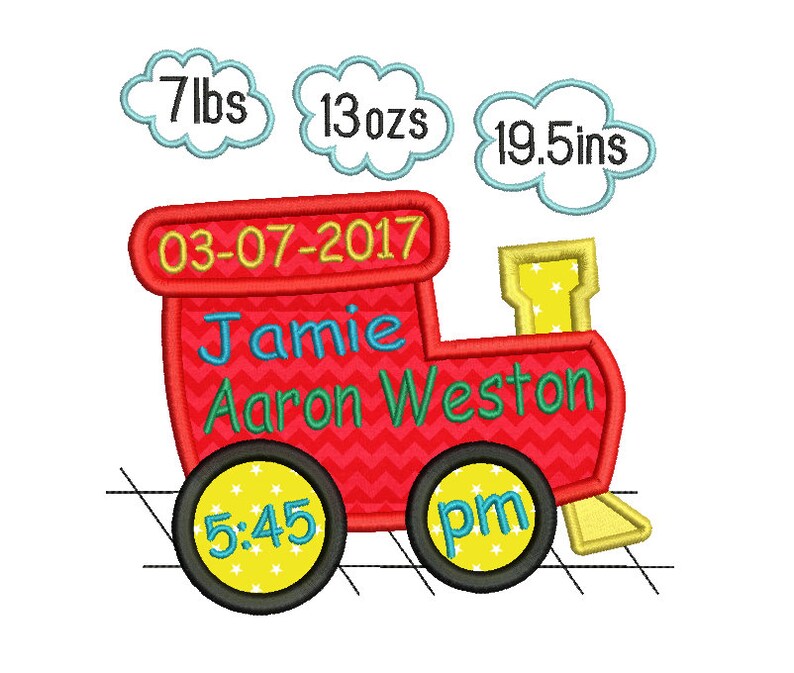 Train Birth Announcement Template Embroidery Design Baby - Etsy