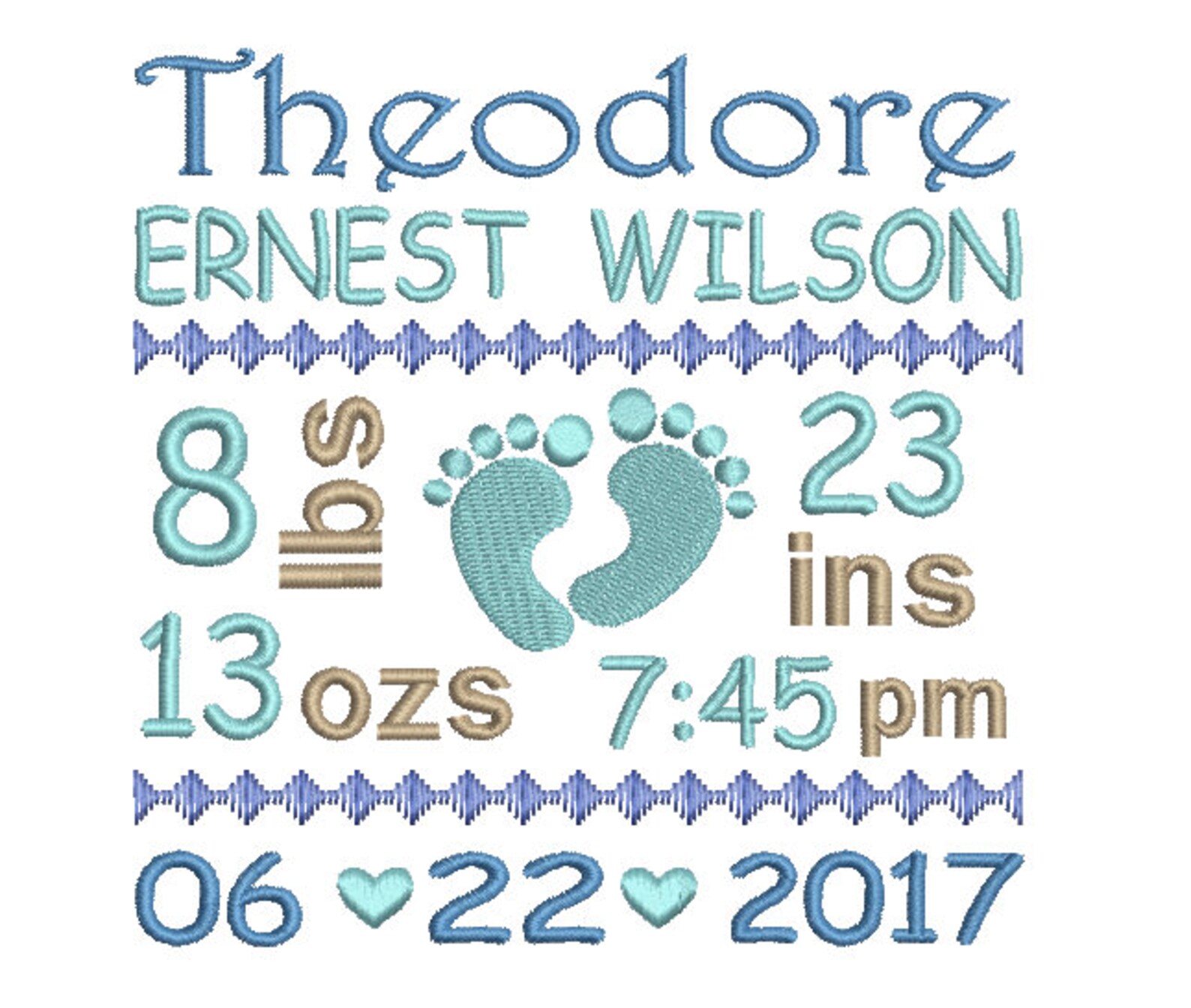 Birth Announcement Embroidery Design Birth Template Machine | Etsy