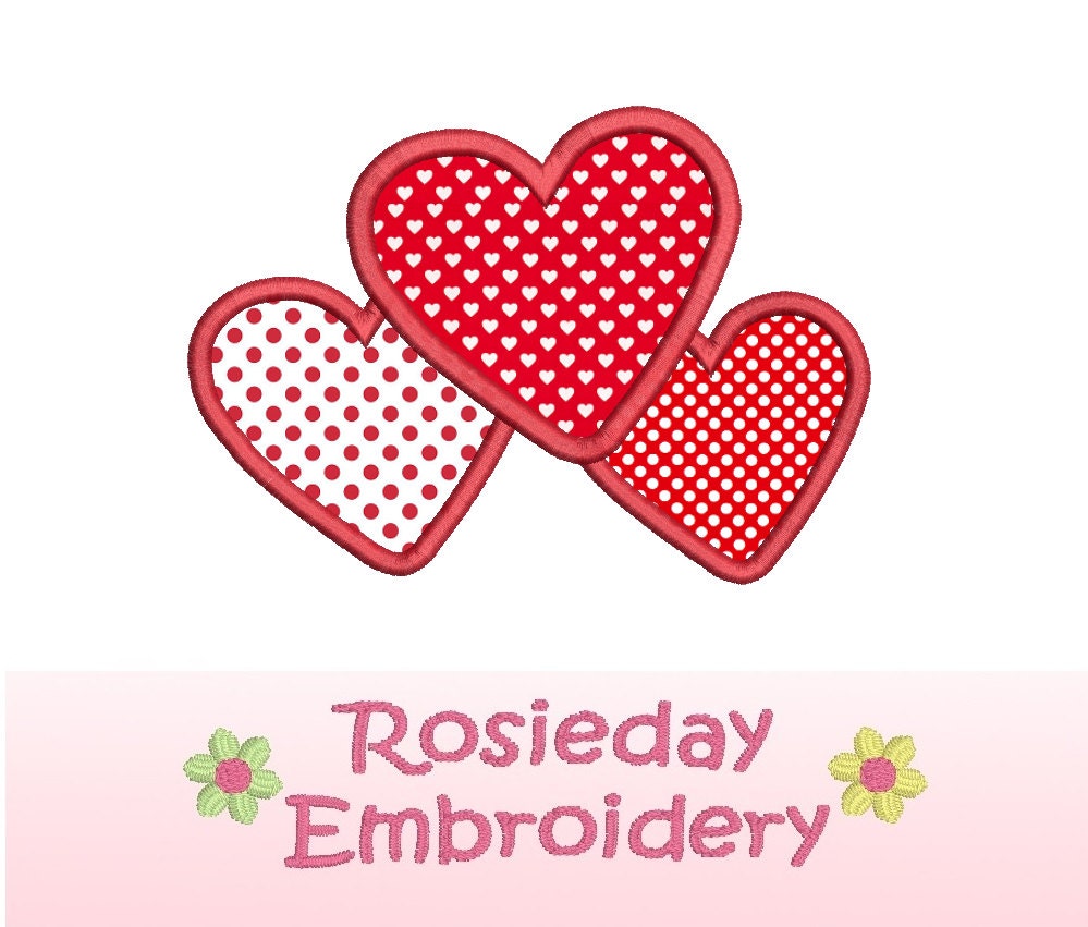 Valentine's Day Heart Machine Embroidery Applique Design | Etsy