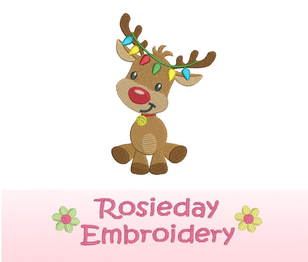 Christmas Reindeer Embroidery Design, Fill Stitch, Rudolph Reindeer ...