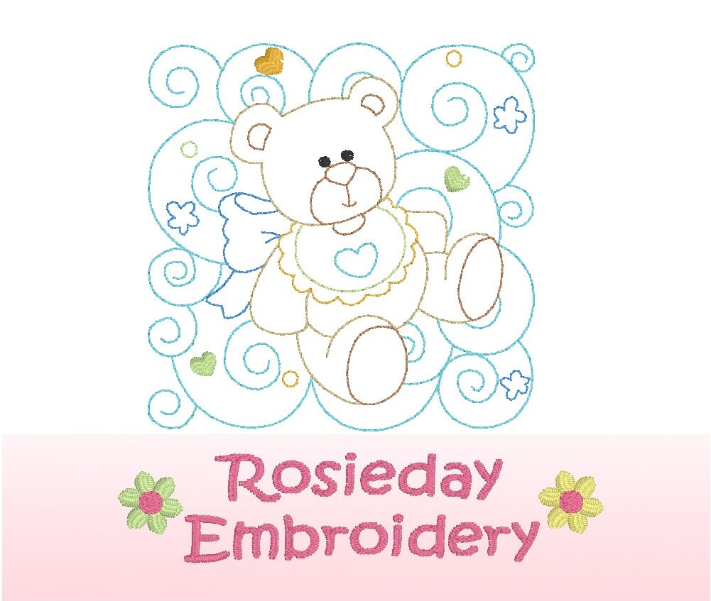 Baby Quilt Block Machine Embroidery Design, Multi-colored Linework ...