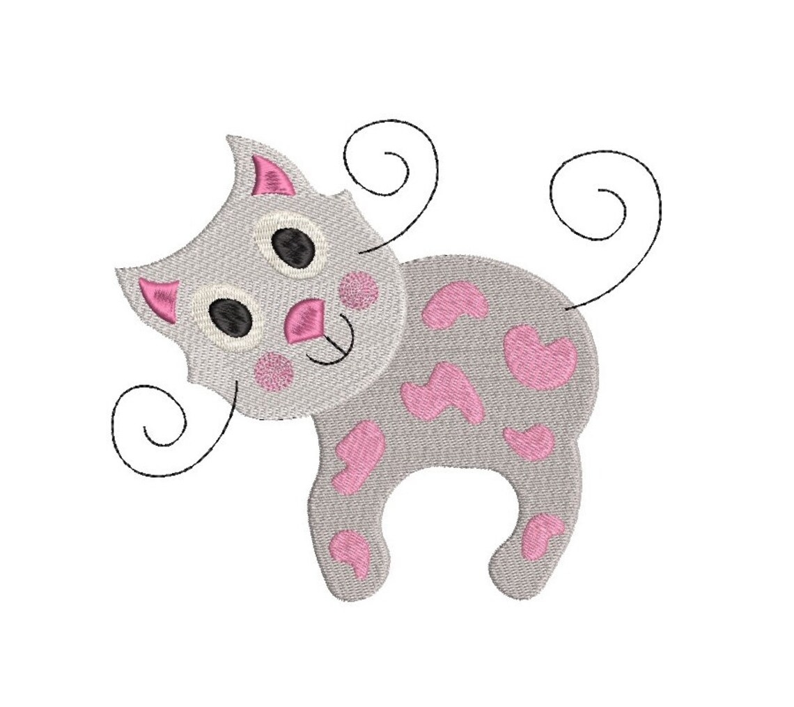 Kitten Embroidery Design, Fill Stitch, Sweet Kitten, Cute, Cat, Girly ...