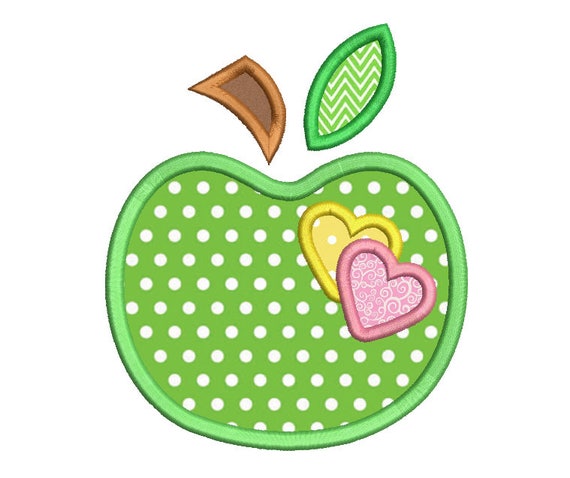 Apple Machine Embroidery Applique Design School Apple | Etsy