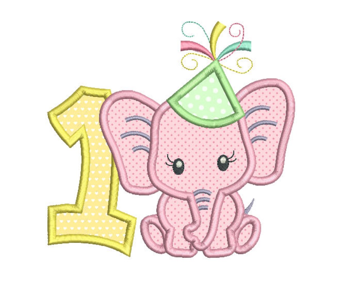 1st Birthday Machine Embroidery Applique Design, Cute First Birthday ...