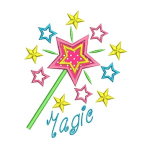 Magic Wand Applique Embroidery Design, Girl's Magic Wand Machine ...