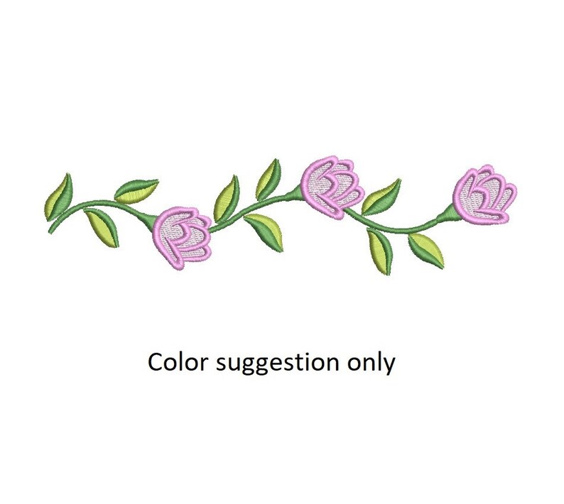 Rose Border Embroidery Design Floral Fill Stitch Roses - Etsy