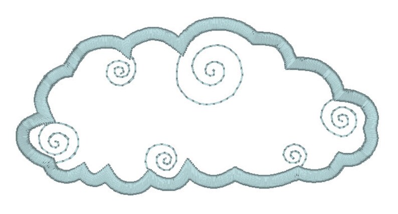 Cloud Applique Machine Embroidery Design Storm Cloud Weather | Etsy