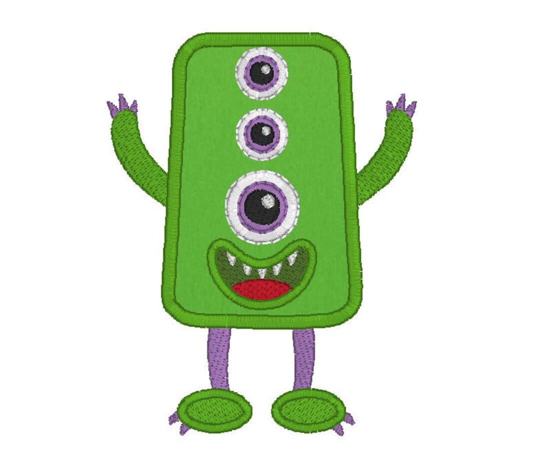 Monster Applique Embroidery Design, Boy's Embroidery, Scary Monster ...