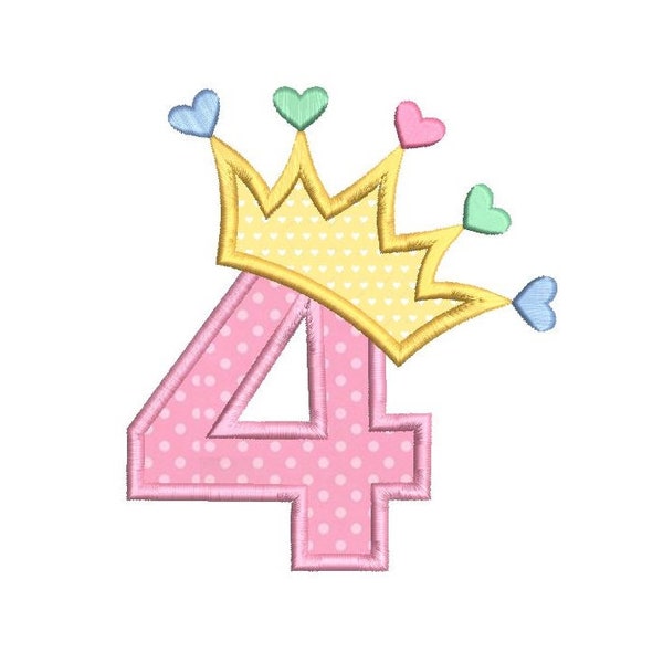 Princess Number Embroidery Design - Etsy
