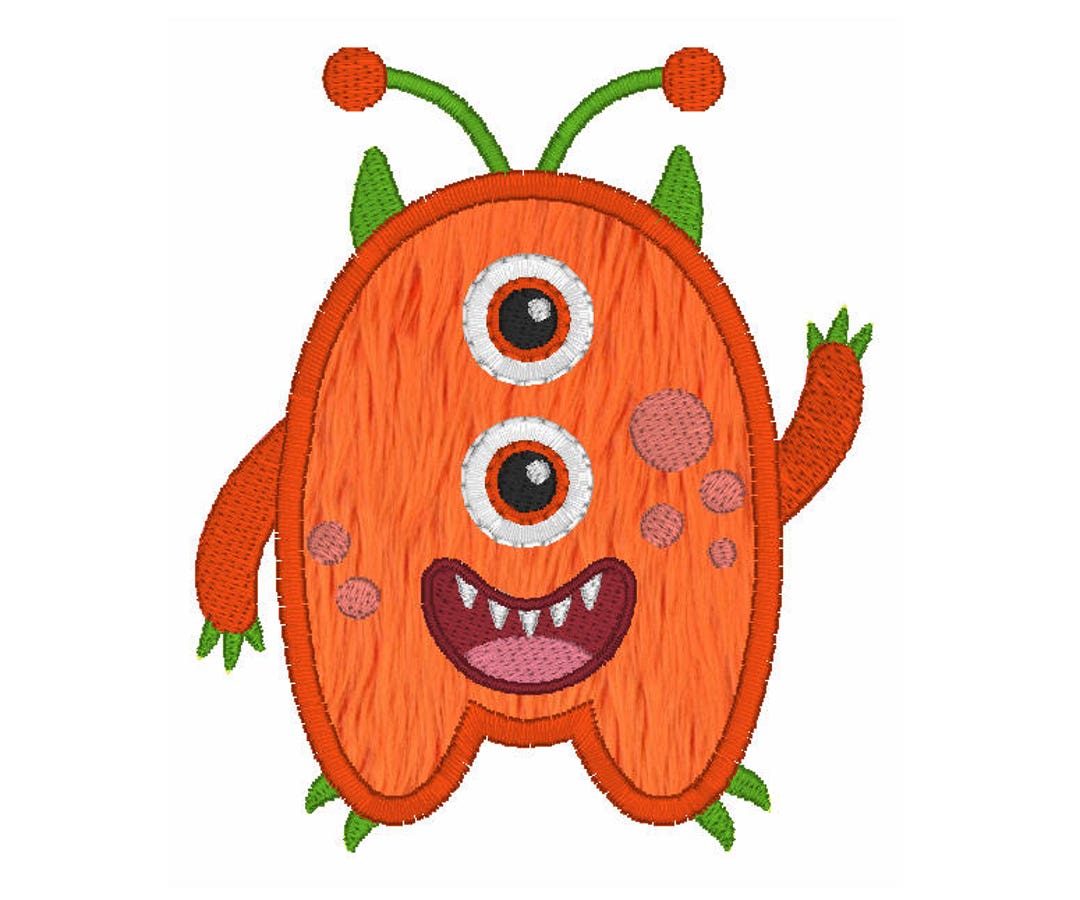 Monster Applique Embroidery Design, Boy's Embroidery, Scary Monster ...