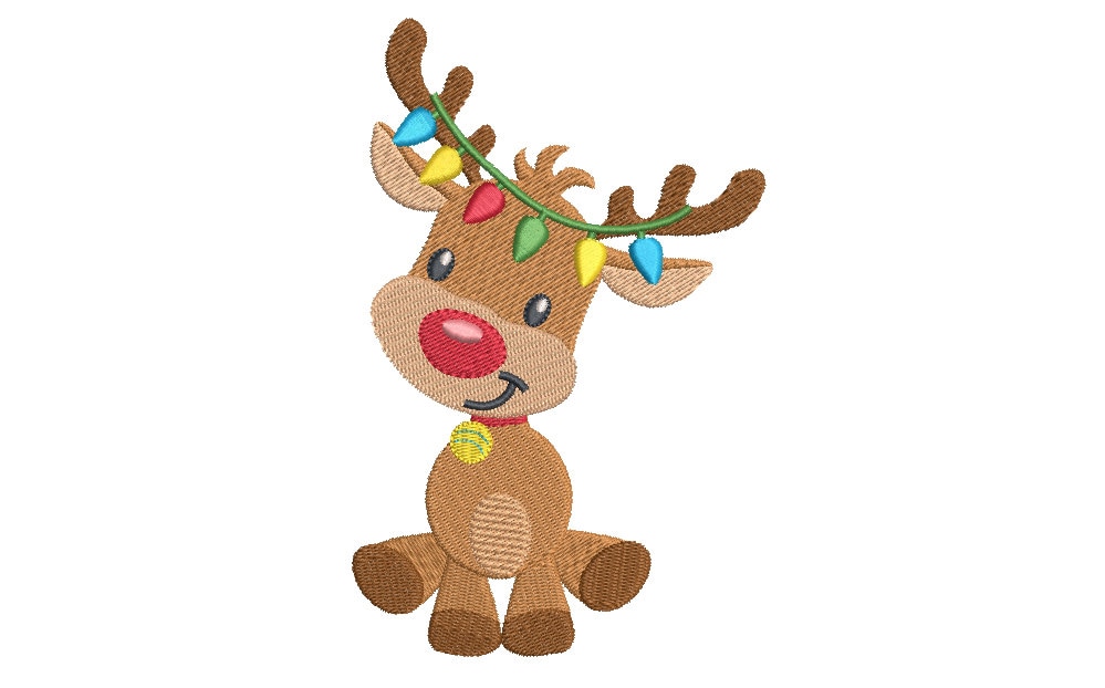 Christmas Reindeer Embroidery Design, Fill Stitch, Rudolph Reindeer ...