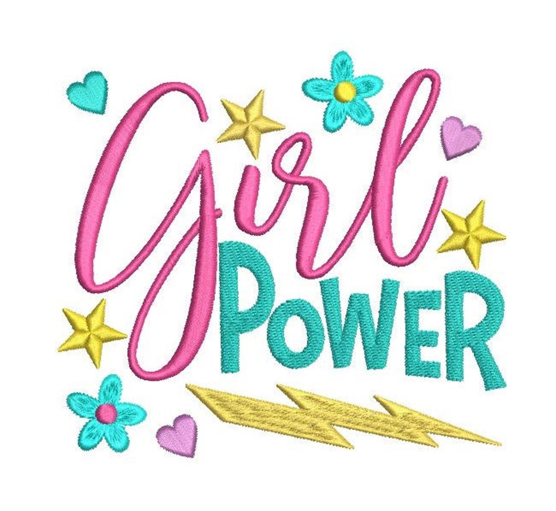 Girl Power Machine Embroidery Design, Fill Stitch Girl Power, Girl's ...