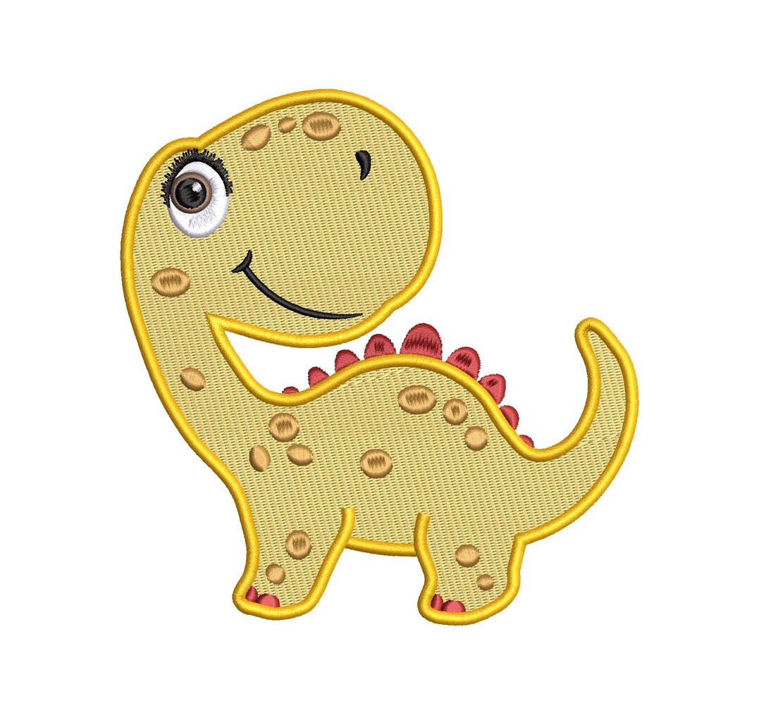 Dinosaur Embroidery Design, Fill Stitch Dinosaur, Baby Dinosaur, Cute ...