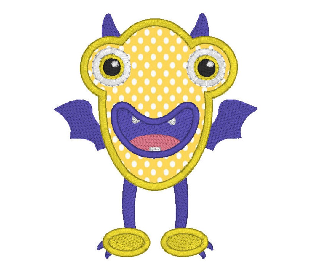 Monster Applique Embroidery Design, Boy's Embroidery, Scary Monster ...
