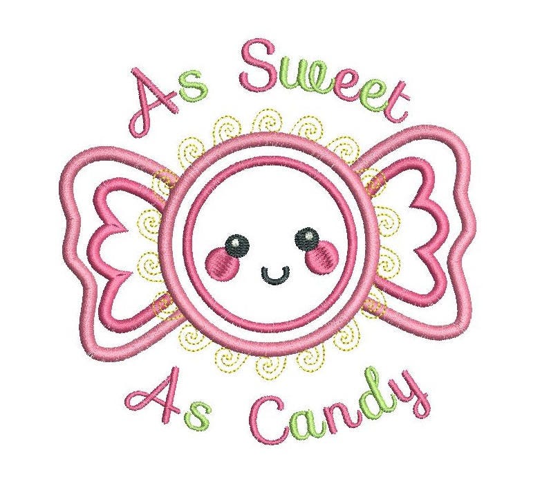 Candy Applique Machine Embroidery Design Cute Girl's | Etsy