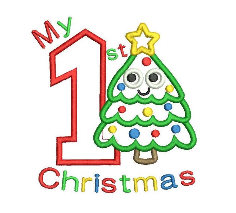 My 1st Christmas Applique Machine Embroidery Design, Xmas, Baby's First ...
