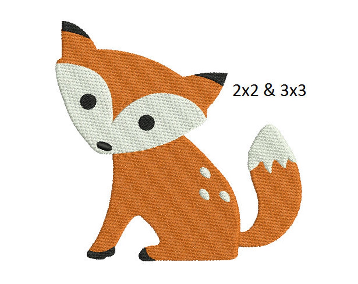 Mini Fox Machine Embroidery Design Fill Stitch Cute Fox - Etsy
