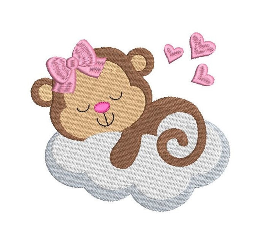 Cute Monkey Machine Embroidery Design, Mini Monkey Embroidery Design ...