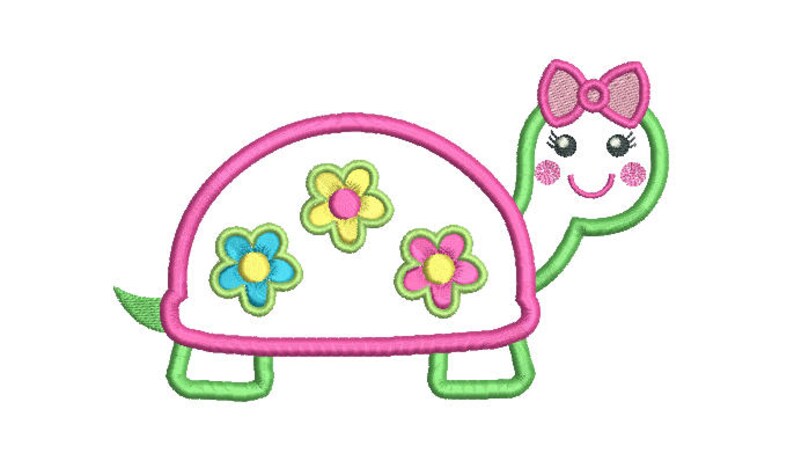 Cute Turtle Applique Machine Embroidery Design, Baby Turtle Embroidery ...