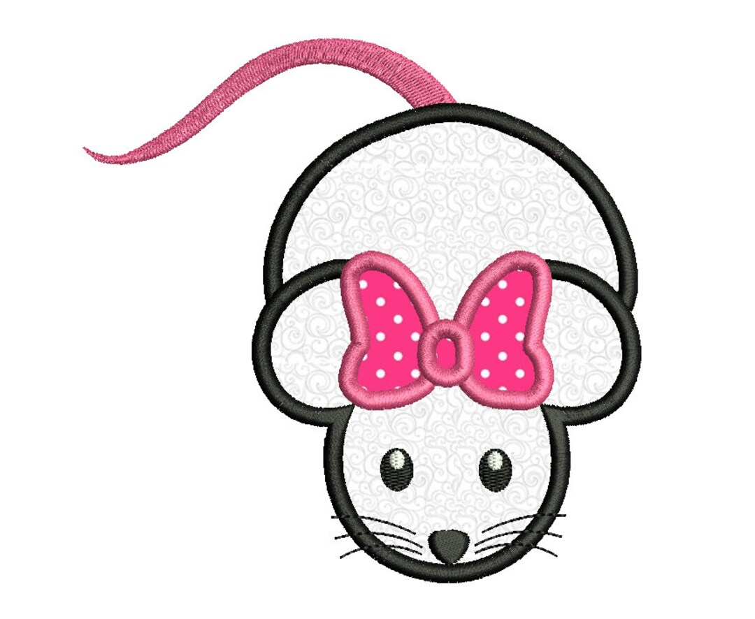 Cute Mouse Applique Machine Embroidery Design, Girl Mouse With Bow ...
