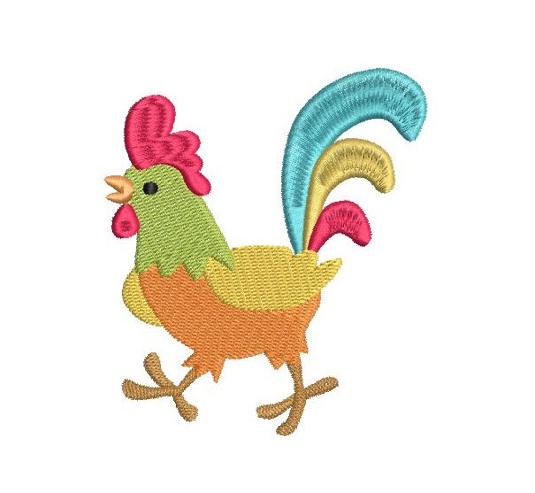 Mini Rooster Embroidery Design, Fill Stitch Rooster, Cute Chicken ...