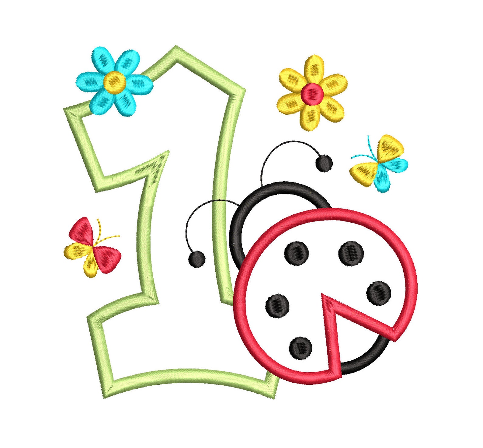 1st Birthday Embroidery Design, First Birthday Applique, Number 1, Cute ...