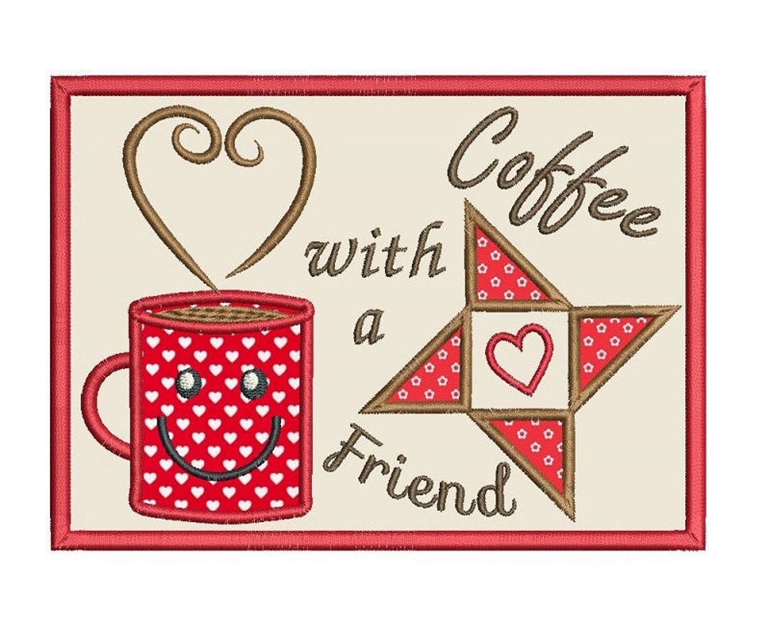 Mug Rug Applique Machine Embroidery Design, Coffee Mug Rug Machine ...