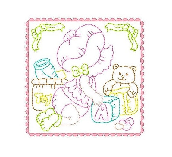 Baby Quilt Block Machine Embroidery Designs , Multi-color Linework ...