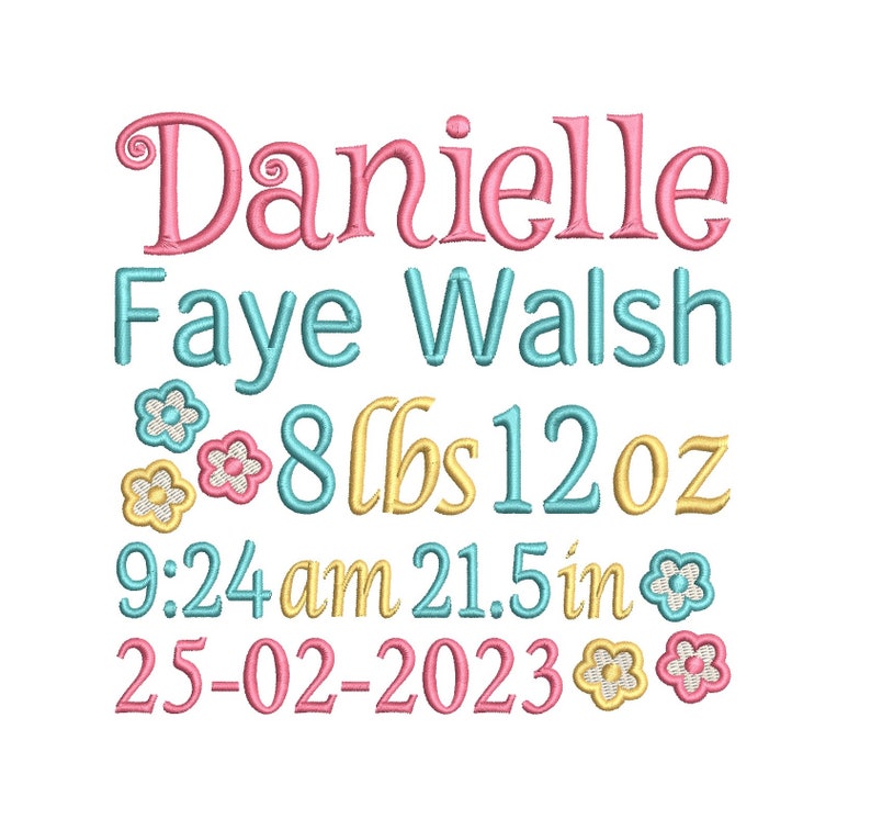 Birth Announcement Template Embroidery Design Baby Birth - Etsy