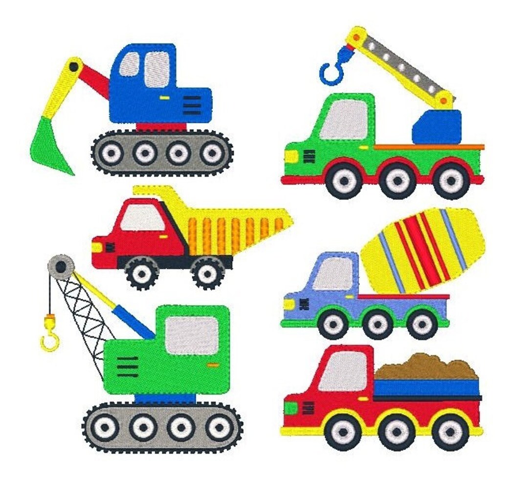 Construction Machine Embroidery Designs, Set of 12 Designs, Vehicles ...