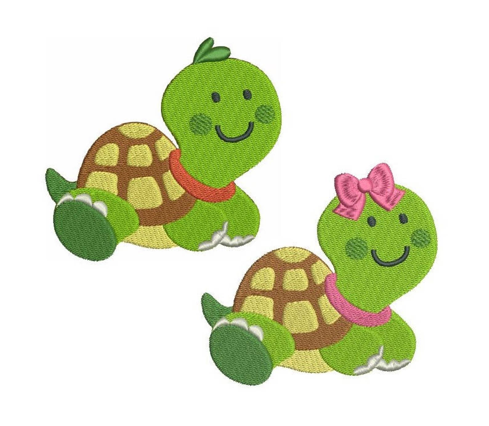 Turtle Machine Embroidery Design Set of 2 Cute Baby Boy & - Etsy