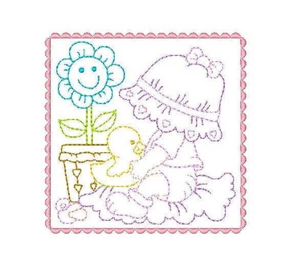 Baby Quilt Block Machine Embroidery Designs , Multi-color Linework ...