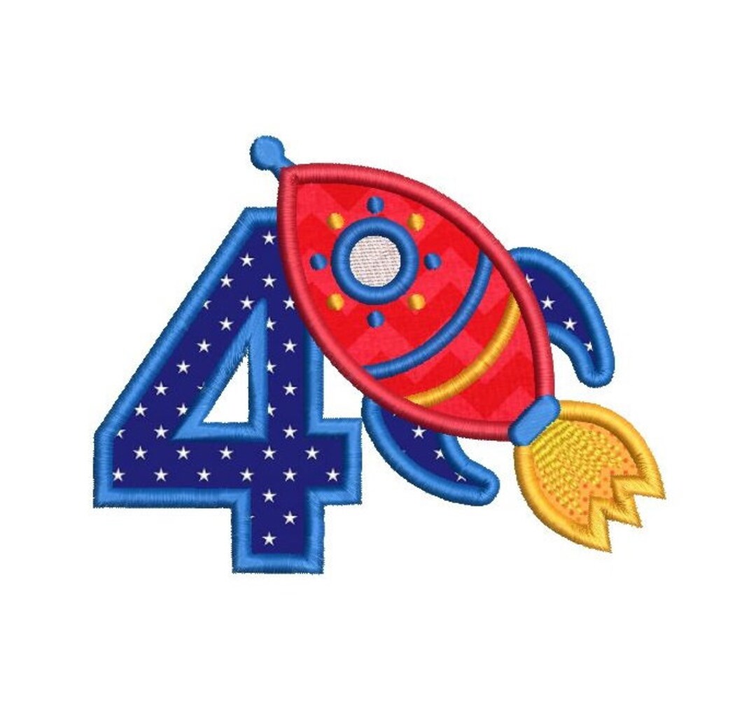 Rocket Machine Embroidery Applique Design, Rocket Applique, 4th ...