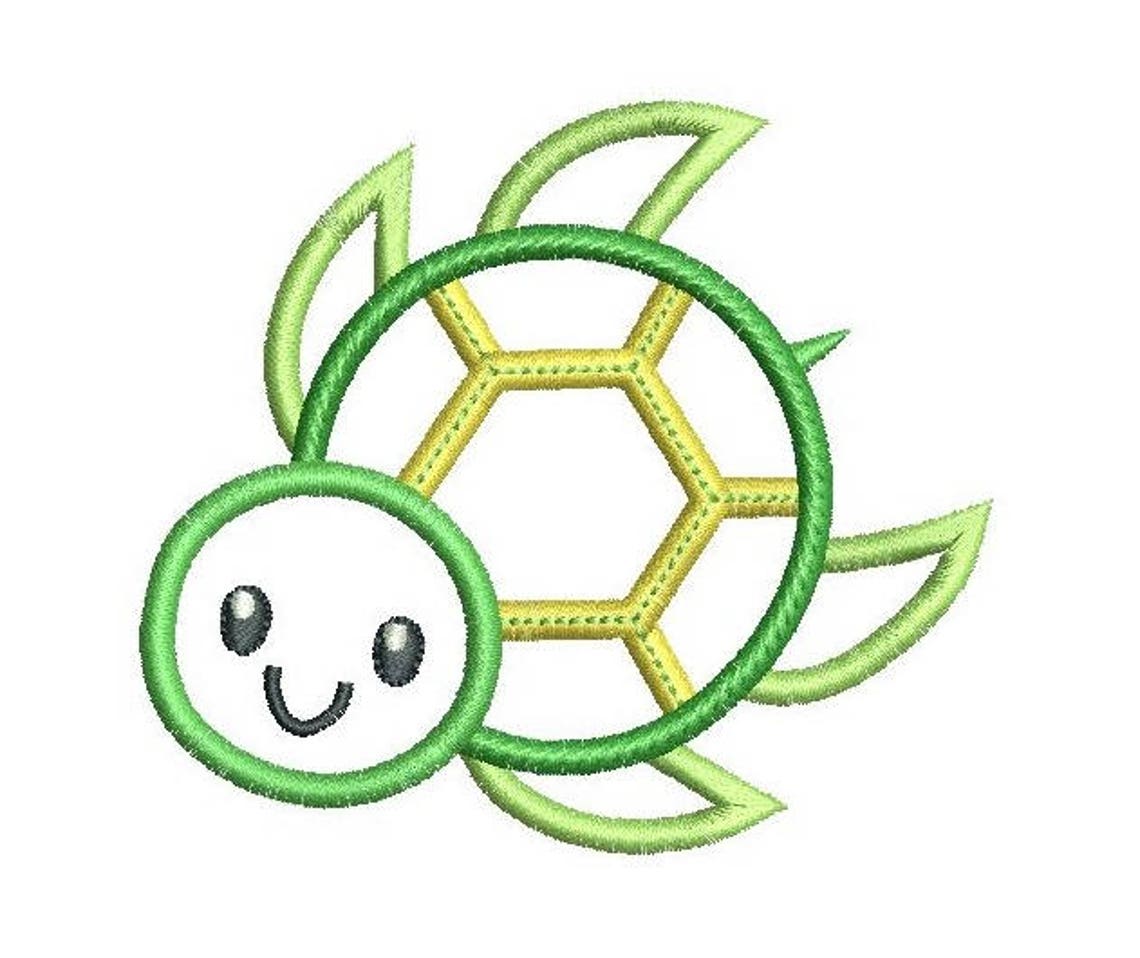 Cute Turtle Applique Machine Embroidery Design Baby Turtle - Etsy