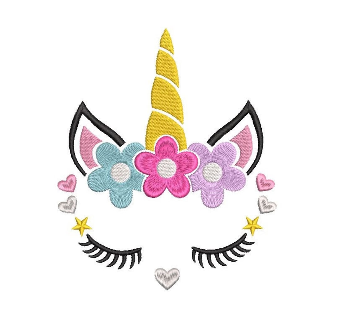 Unicorn Embroidery Design, Unicorn Face Design, Girly Unicorn ...