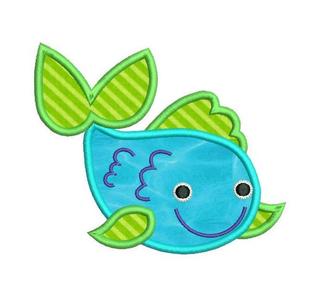 Cute Fish Machine Embroidery Applique Design, Sea Life Applique, Fish ...