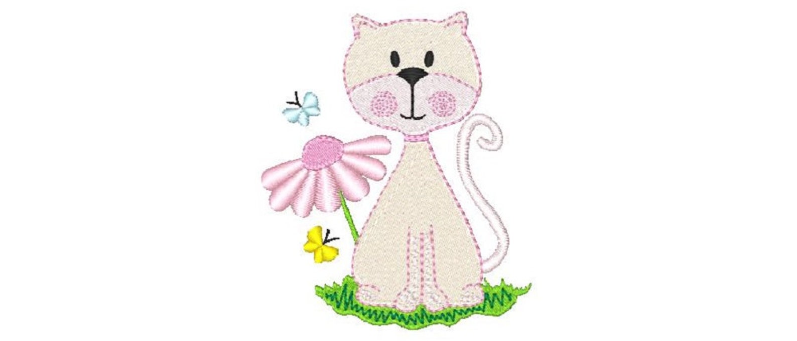 Cute Kitten Machine Embroidery Design Fill Stitch Floral - Etsy