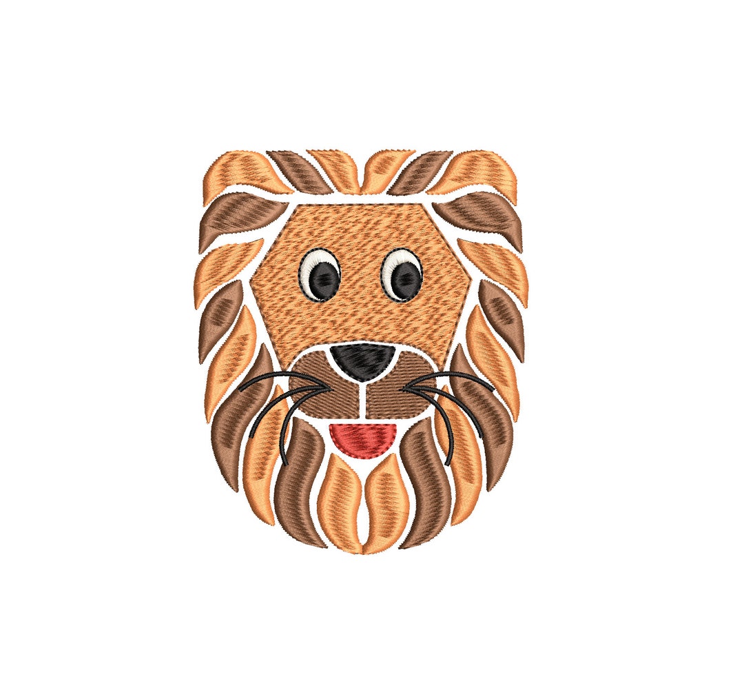 Lion Machine Embroidery Design, Fill Stitch, Lion Face, Aztec, Lion Cub ...
