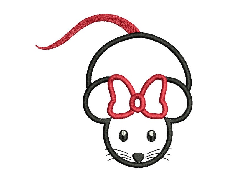 Cute Mouse Applique Machine Embroidery Design Girl Mouse With | Etsy