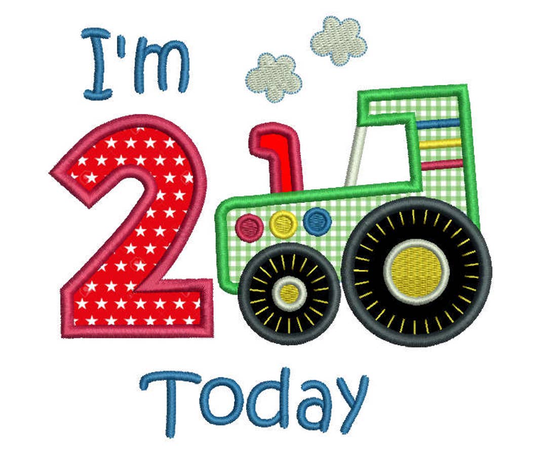 2nd Birthday Tractor Applique Machine Embroidery Design, Boy's Second ...