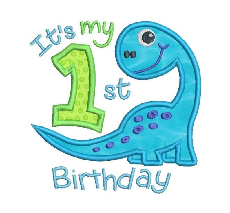 1st Birthday Machine Embroidery Applique Design, Dinosaur, Boy's 1st ...